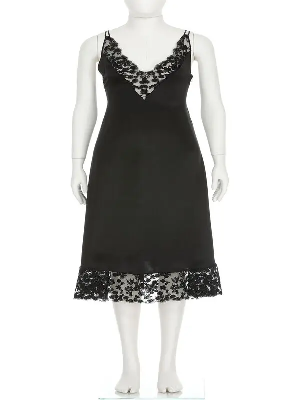 Fendi Silk Midi Slip Dress With Embroidered Straps - Black