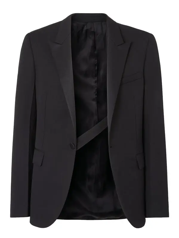 Fendi Grain De Poudre Wool Jacket With Peak Lapel - Black