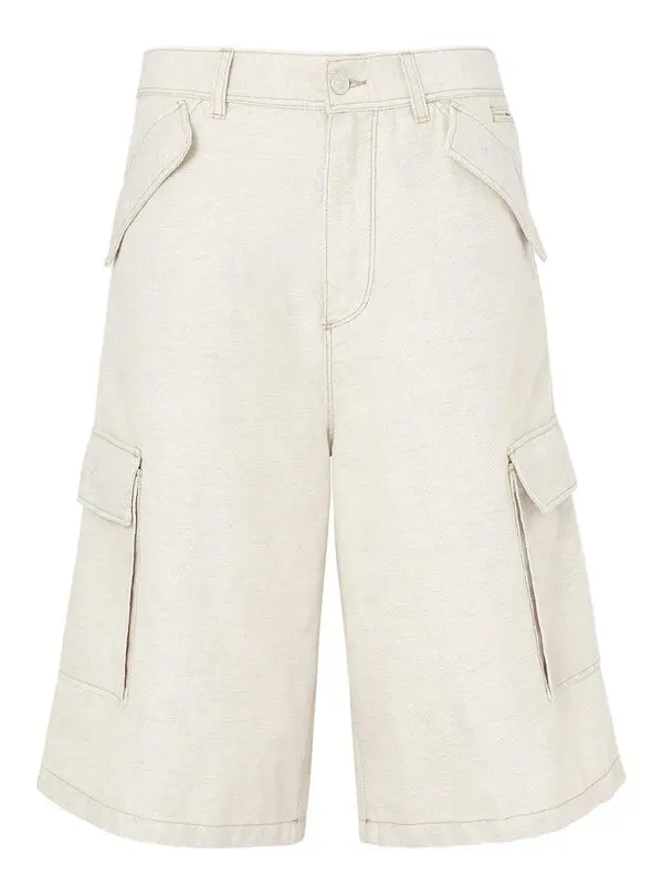 Fendi Selleria Wide-leg Cargo Bermuda Shorts - White