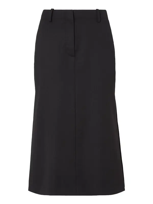 Fendi Grain De Poudre Wool Midi Skirt - Black