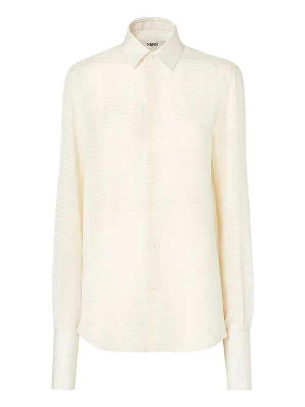 Fendi Jacquard Weave Silk Shirt - White