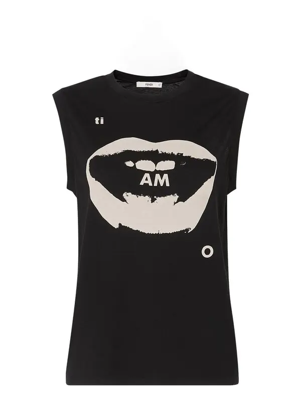 Fendi Ti Amo Graphics Sleeveless Top - Black
