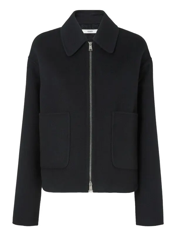 Fendi Wool Deconstructed Blouson Jacket - Black