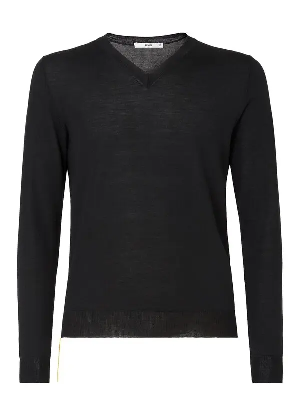 Fendi Wool V-neck Jumper - Black