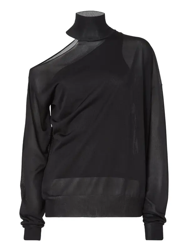 Fendi Silk Organza Turtleneck Jumper - Black