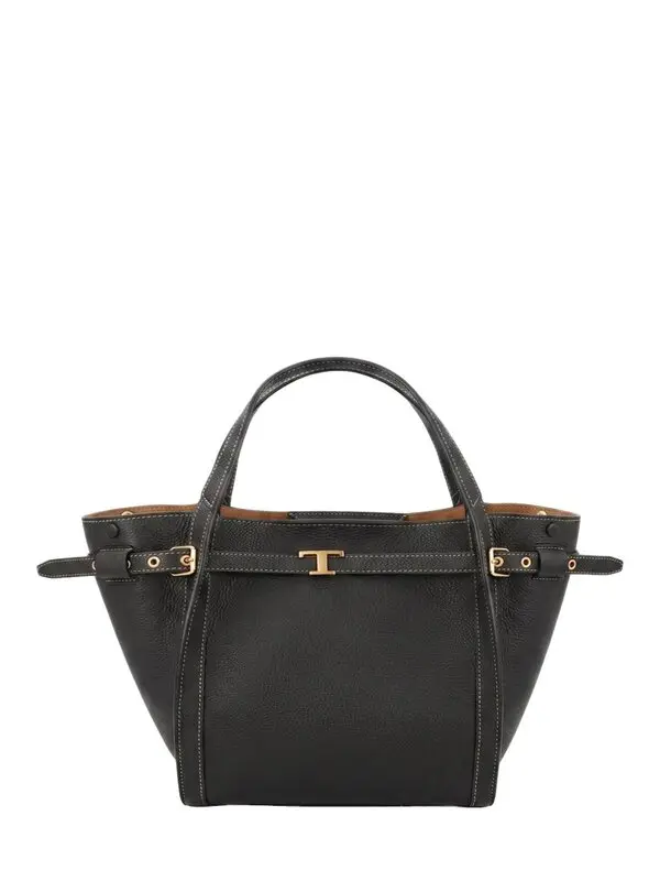 TOD`S Tod's Mini T Signature Leather Shopping Bag - Black
