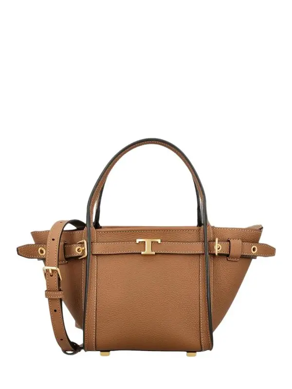TOD`S Mini T Signature Leather Shopping Bag - Brown