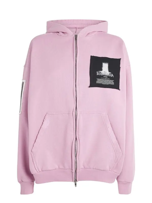 Balenciaga Cotton Printed Hoodie - Pink