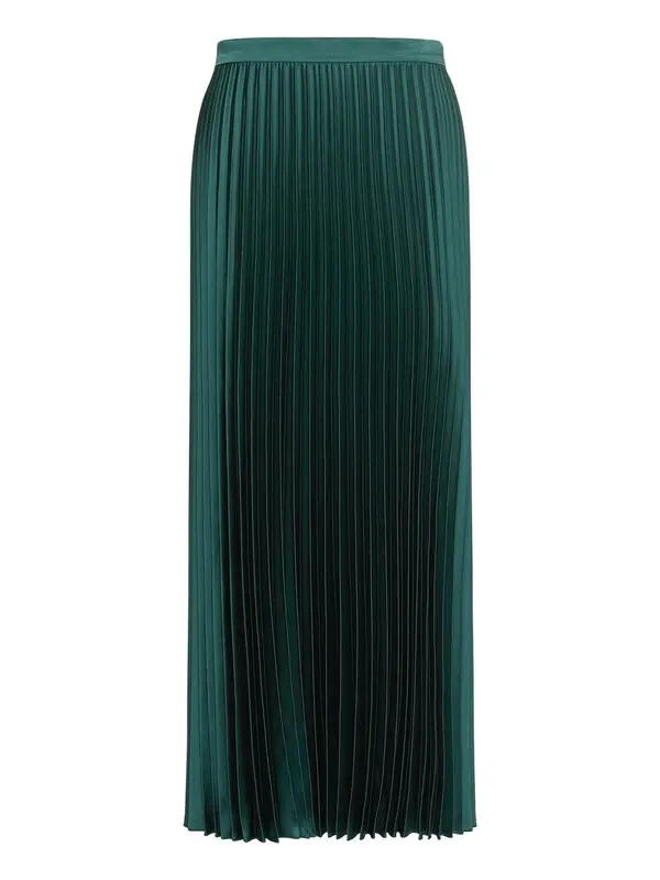 Max Mara Satin Pleated Maxi Skirt - Green