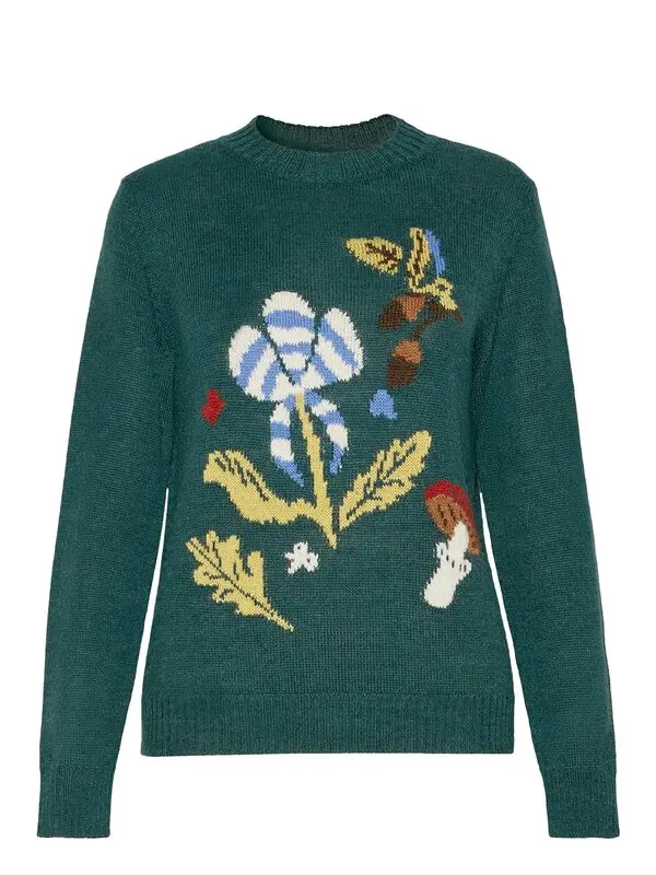 Max Mara Knitted Floral Intarsia Sweater - Green