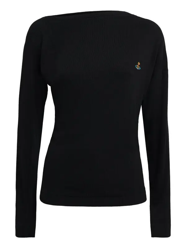 VIVIENNE WESTWOOD Ribbed Long-sleeve T-shirt With Embroidered Orb - Black