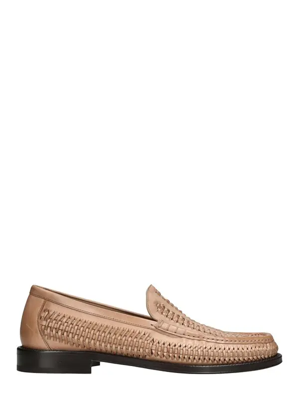Brunello Cucinelli Leather Woven Loafers - Brown