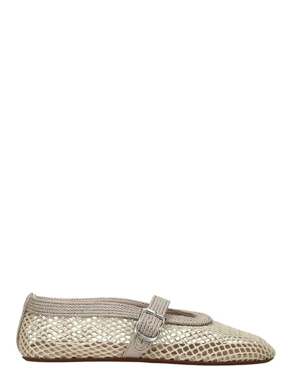 Alaïa Mesh Ballet Flats With Buckle Detail - Beige