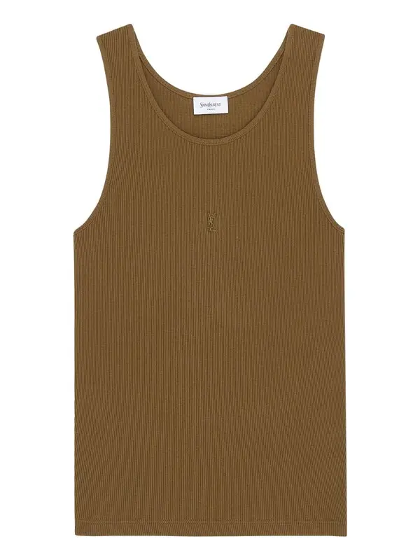 Saint Laurent Cotton Cassandre Tank Top - Brown