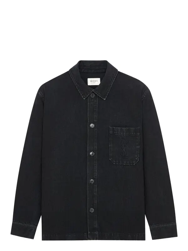 Saint Laurent Cotton Cassandre Overshirt - Grey