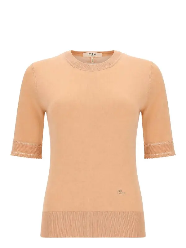 Chloé Short Sleeve Knit Pullover - Pink