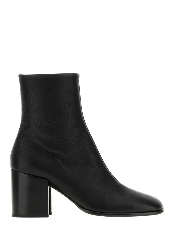 Dries Van Noten Leather Sculptural Heeled Ankle Boots - Black