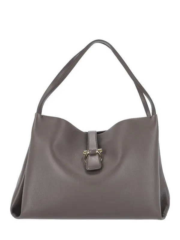 FERRAGAMO Calf Leather Shoulder Bag - Grey