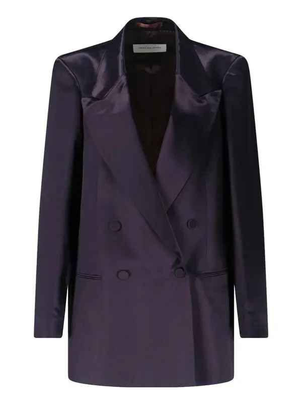 Dries Van Noten Double Breasted Viscose Jacket - Violet