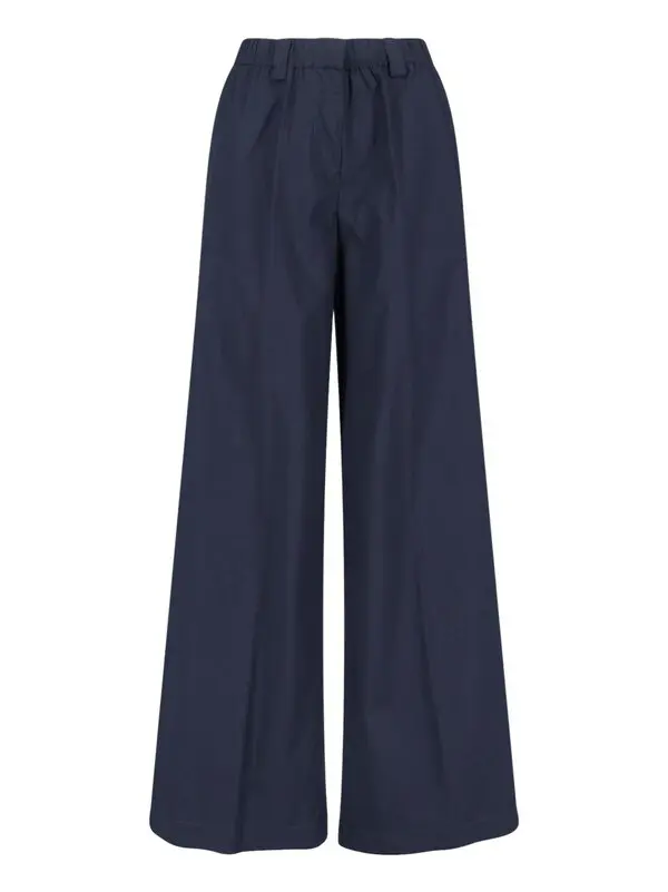 Aspesi Stretch Cotton Blend Wide Leg Trousers - Blue