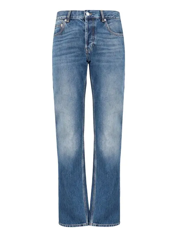 Alexander McQueen Denim Jeans With Leather Details - Blue