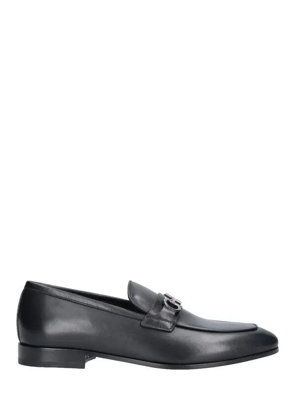 FERRAGAMO Leather Horsebit Loafers - Black