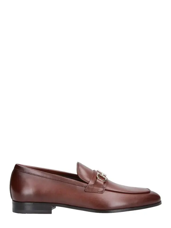 FERRAGAMO Leather Flat Loafers - Brown