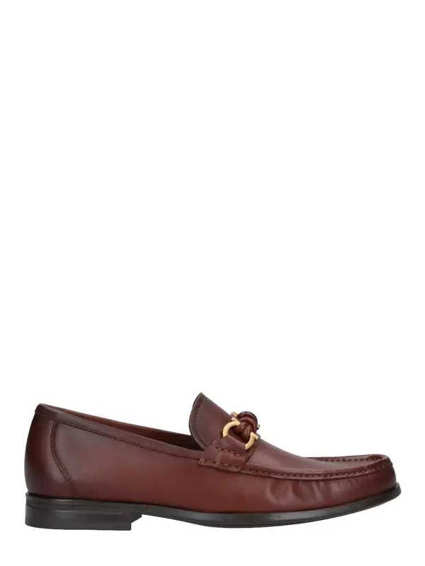 FERRAGAMO Leather Horsebit Loafers - Brown