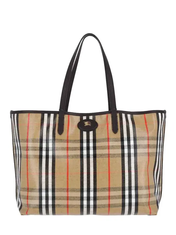 Burberry Check Pattern Tote Bag - Beige