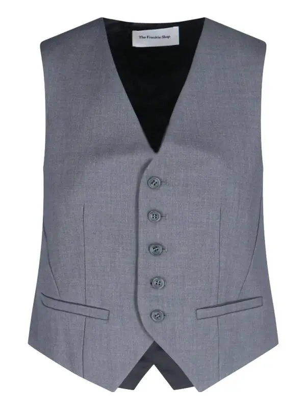 THE FRANKIE SHOP Wool Blend Waistcoat - Grey
