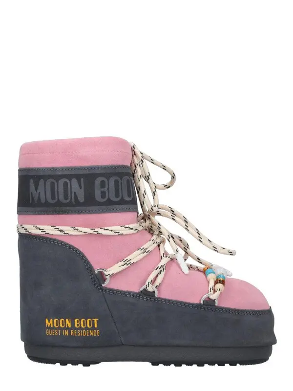 Moon Boot Lace-up Platform Winter Boots - Pink