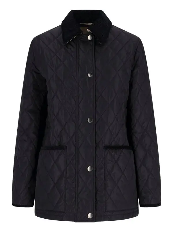 Burberry Quilted Polyamide Jacket With Stand Collar - Black