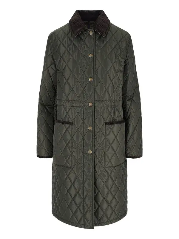 Burberry Quilted Polyamide Jacket With Corduroy Collar - Green
