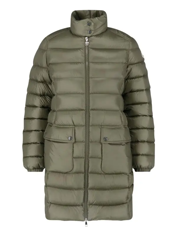 Moncler Quilted Zip-up Jacket With Stand Collar - Green