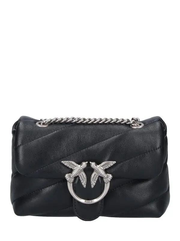 Pinko Quilted Leather Shoulder Bag With Chain Strap - Black