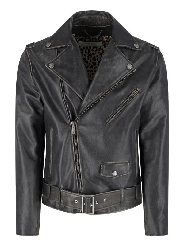 GOLDEN GOOSE Leather Motorcycle Jacket - Black