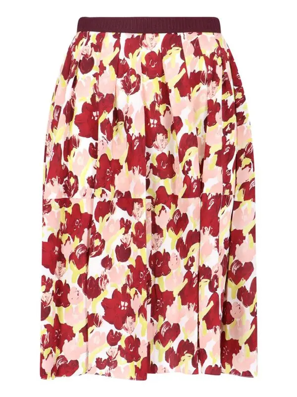 Marni Floral Print Pleated Midi Skirt - Multicolour