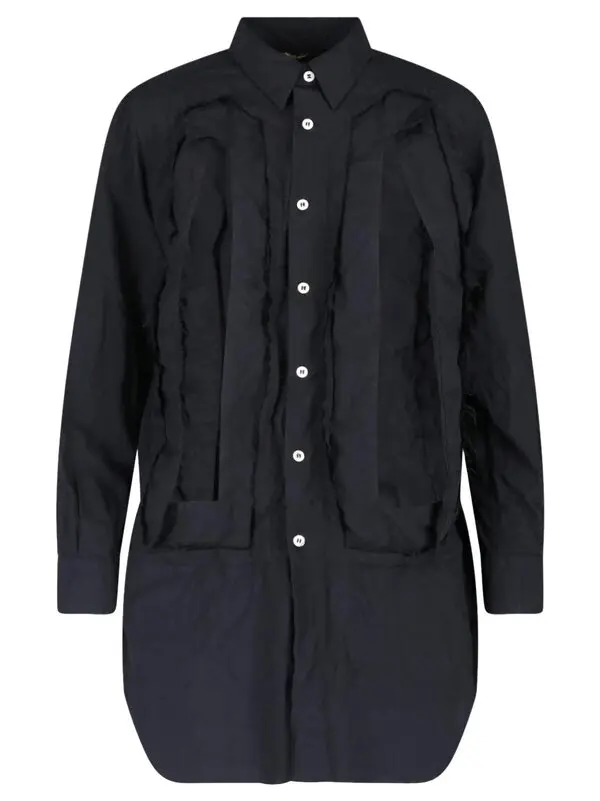Comme Des Garçons Long Sleeve Button Front Shirt Dress - Black