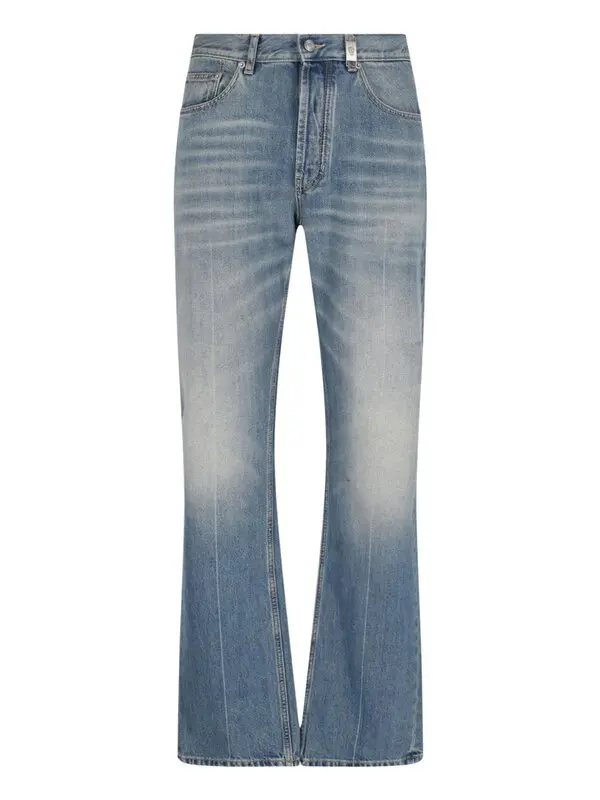 Alexander McQueen Cotton Denim Jeans With Leather Detail - Blue
