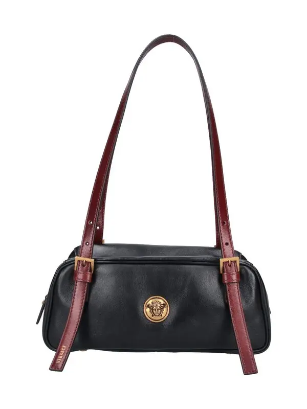 Versace Lamb Leather Shoulder Bag - Black