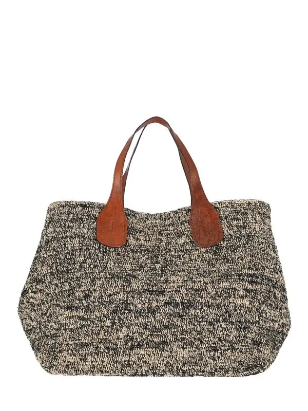 IBELIV Raffia & Cow Leather Mini Crossbody Bag For - Multicolour