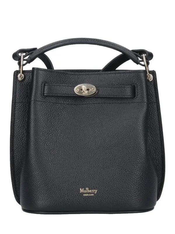 Mulberry Leather Shoulder Bag With Turn Lock Closure - Black