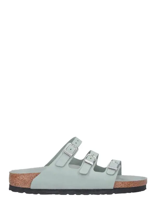 BIRKENSTOCK Nubuck Leather Sandals With Adjustable Straps - Green