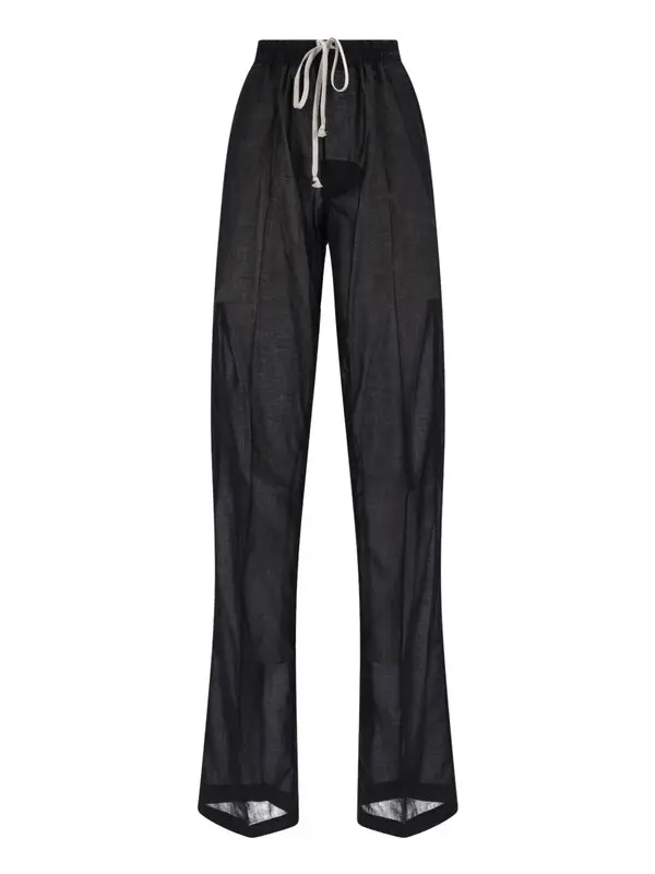 Rick Owens 100% Cotton Trousers With Buffalo Horn Buttons - Black