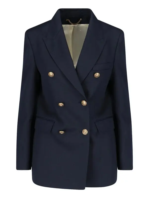GOLDEN GOOSE Double Breasted Wool-blend Tailored Blazer - Blue