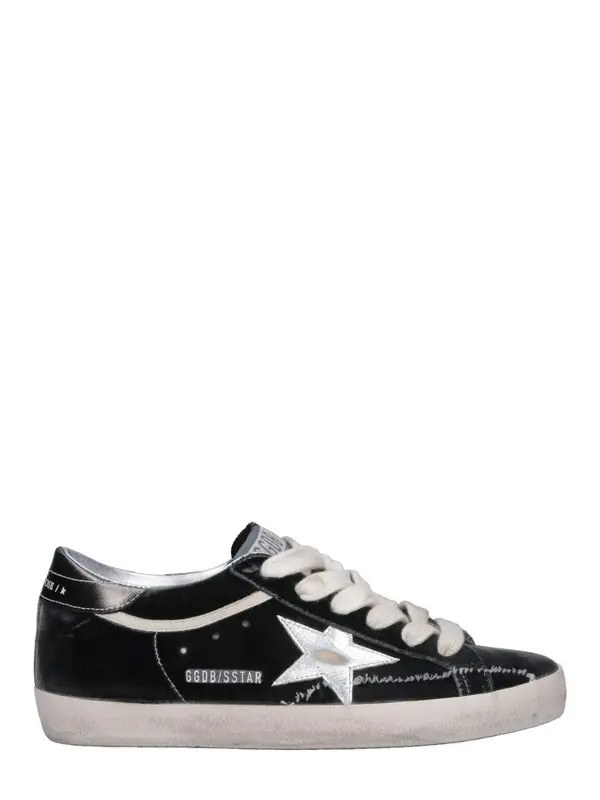 GOLDEN GOOSE Leather-cuffed Lace-up Sneakers - Black