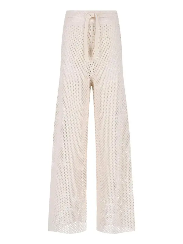 GOLDEN GOOSE Open-knit Wide-leg Pants - Cream