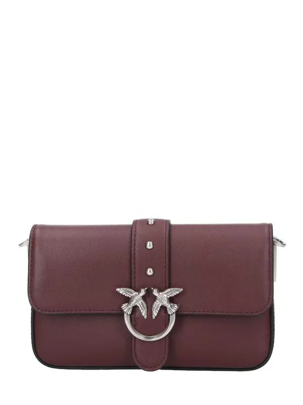 Pinko Bright 100% Leather Shoulder Bag - Red
