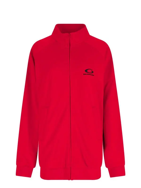 Balenciaga Full Zip Track Jacket With Logo - Red