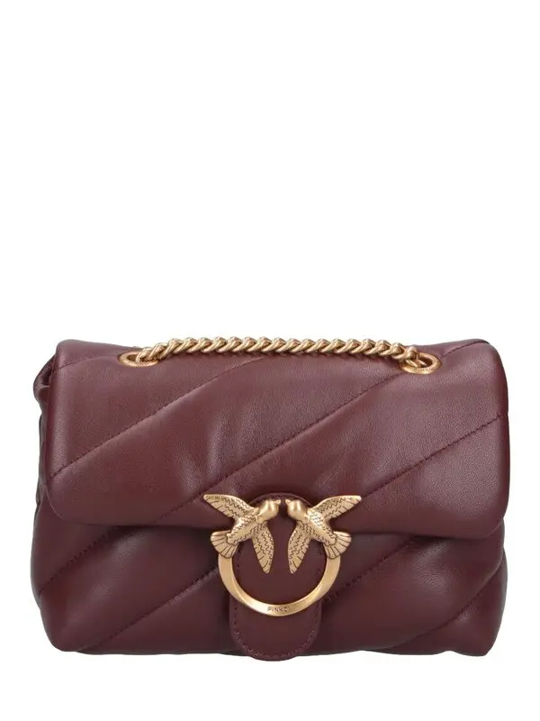 Pinko Quilted Leather Shoulder Bag With Chain Strap - Red